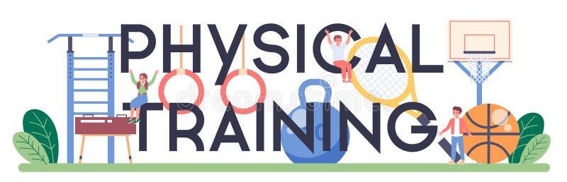 Physical Training and Education Typographic Header. Students Stock ...