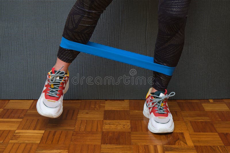 Physical Training at Home with Rubbers Stock Image - Image of girl ...