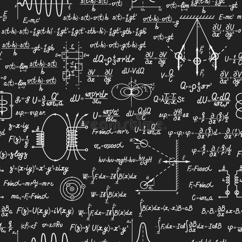 Physical Vector Seamless Pattern on Blackboard Stock Vector ...