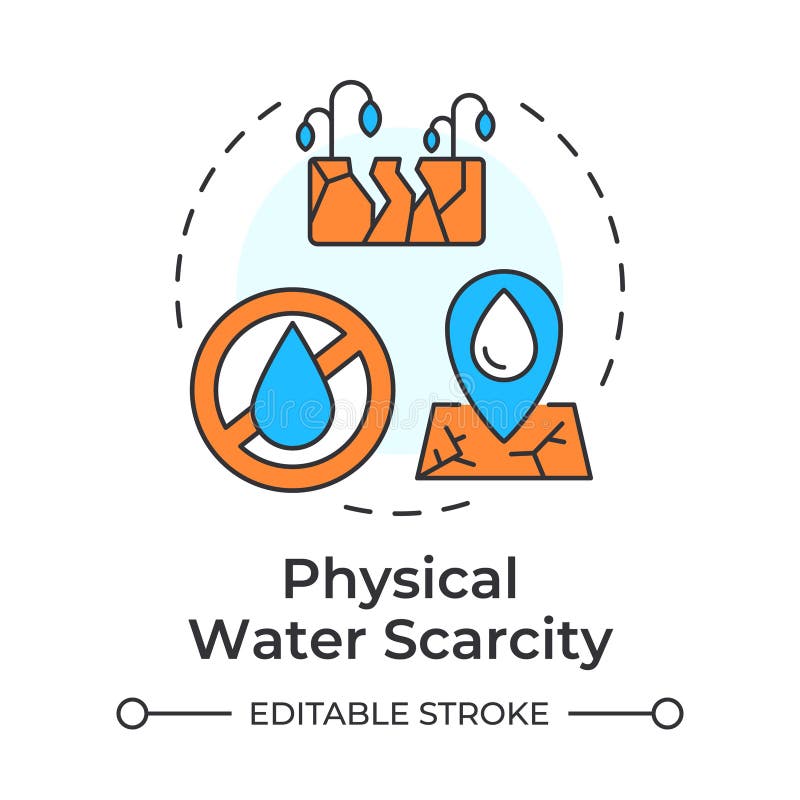 Physical Water Scarcity Multi Color Concept Icon Stock Illustration ...