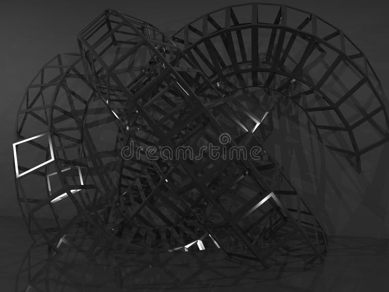 Physical Wire-frame Structure Installation. 3d Stock Illustration ...