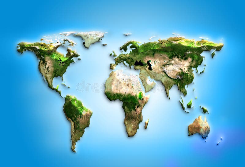 Physical World Map Illustration. Elements of this Image Furnished by ...