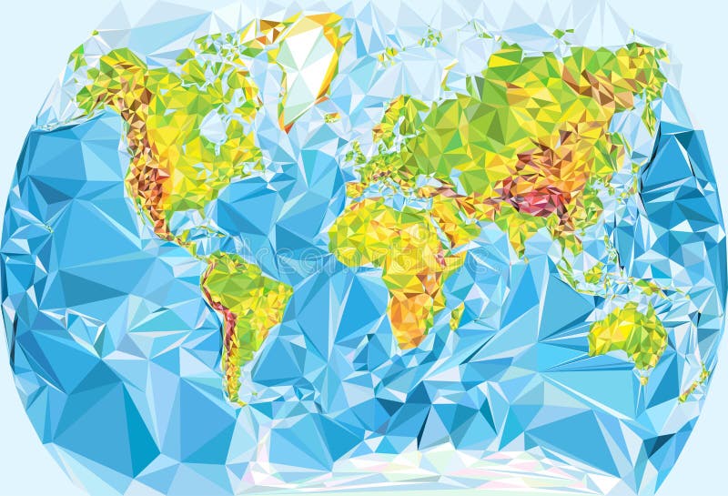 World Map with Geographical Objects Names Stock Vector - Illustration ...