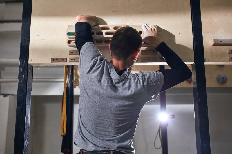 Physically Challenged Climber Doing Exercises at Special Panel for ...