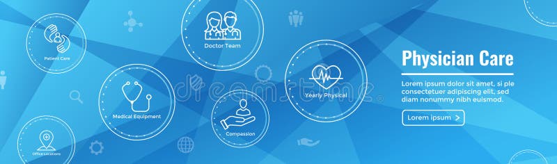 Physician Care Icon Set - Web Header Banner Stock Vector - Illustration ...