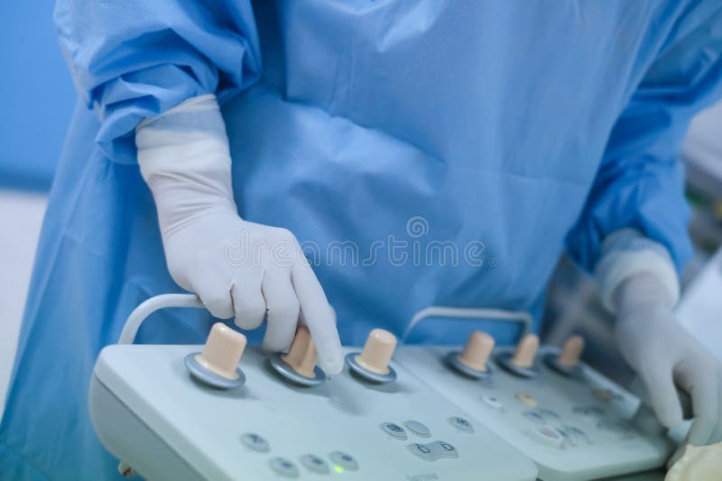 Physician `s Hand Control Machine for the Operation Stock Photo - Image ...
