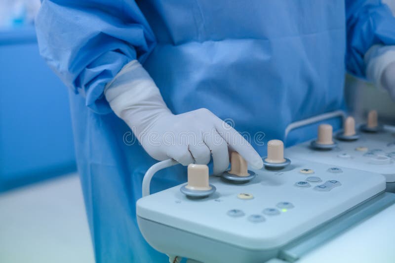 Physician `s Hand Control Machine for the Operation Stock Photo - Image ...