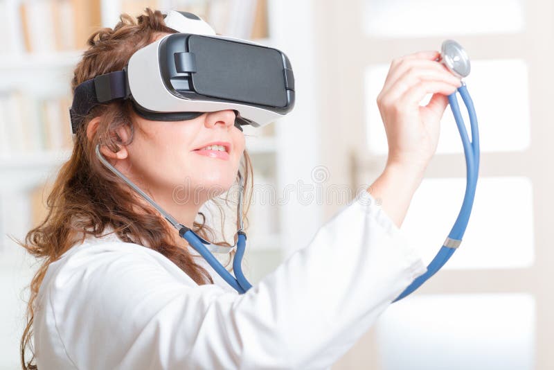 Physician Using Virtual Reality Headset Stock Image - Image of modern ...
