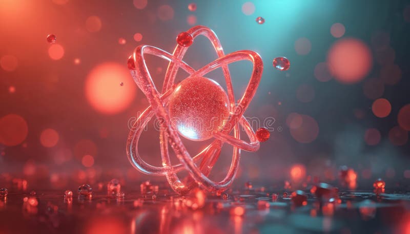 Physicist Innovative Particle Physics Theory. Atom Model in Retro ...