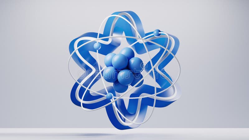Physics Atom with Blue Curve Frame Background, 3d Rendering Stock Video ...