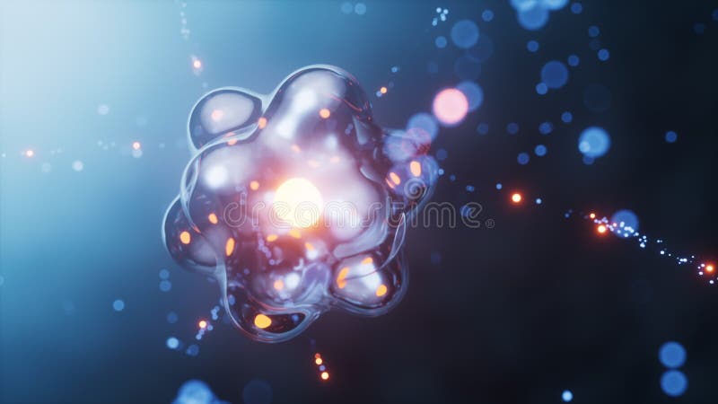 Physics Atom with Dark Blue Background, 3d Rendering Stock Footage ...