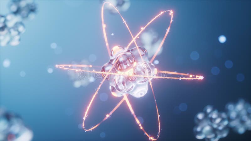 Physics Atom with Dark Blue Background, 3d Rendering Stock Footage ...