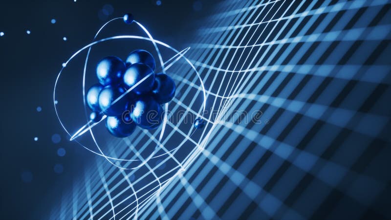 Physics Atom with Dark Blue Background, 3d Rendering Stock Footage ...