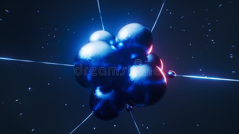 Physics Atom with Dark Blue Background, 3d Rendering Stock Video ...