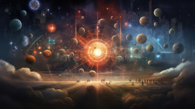 Physics Background with Planets Created with Generative AI Stock Illustration - Illustration of ...