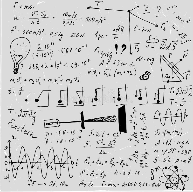 Grey Vector School Blackboard With Chalk Physical And Mathematical ...