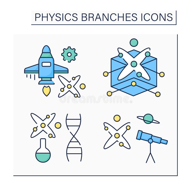 Physics Branches Color Icons Set Stock Vector - Illustration of ...