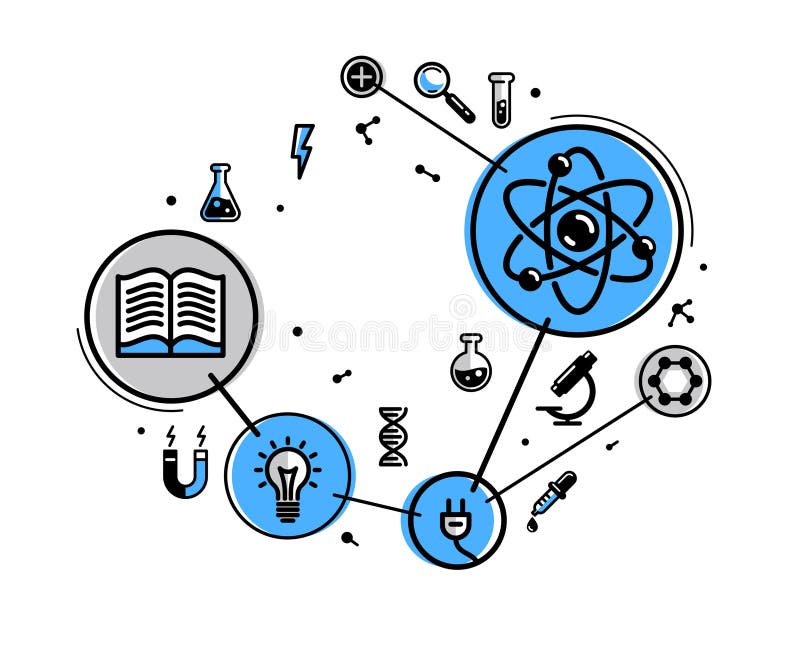 Physics and Chemistry Abstract Science Vector Outline Illustration ...