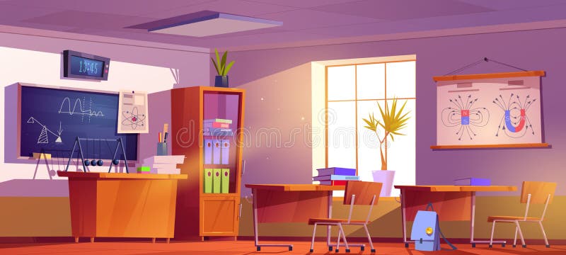 Physics Classroom Interior, School Class Room Stock Vector ...