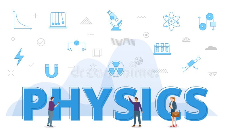 Physics Concept with Big Words and People Surrounded by Related Icon ...