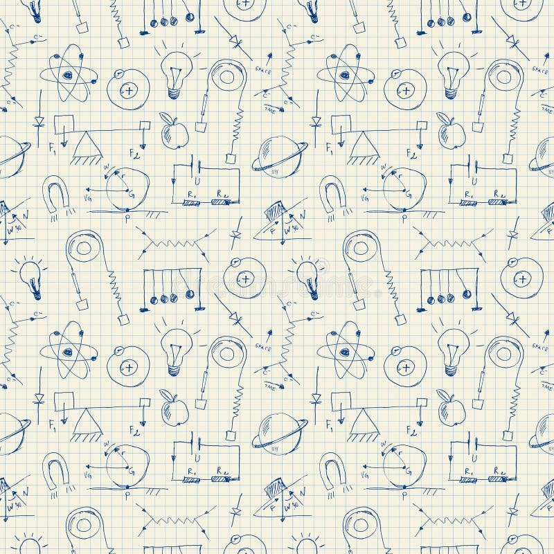 Physics Doodles Seamless Pattern Stock Vector - Illustration of graph ...