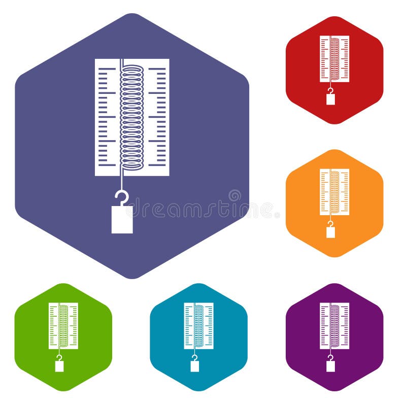 Physics Dynamometer for Laboratory Work Icons Set Stock Vector ...