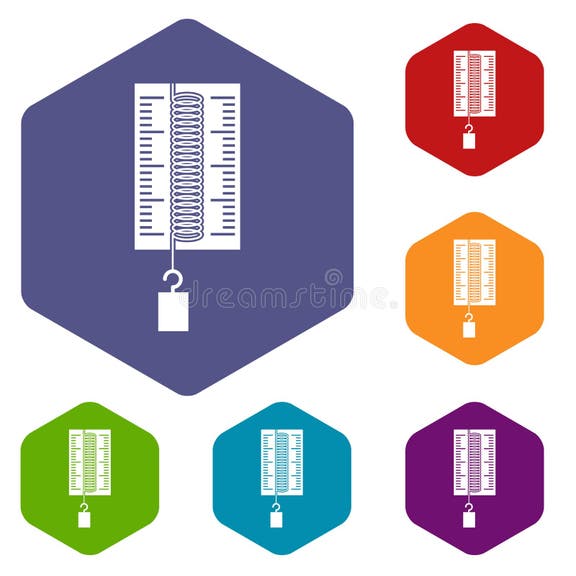 Physics Dynamometer for Laboratory Work Icons Set Stock Vector ...