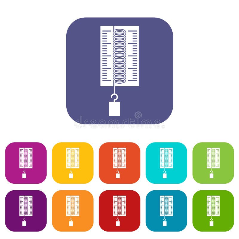 Physics Dynamometer for Laboratory Work Icons Set Stock Vector ...