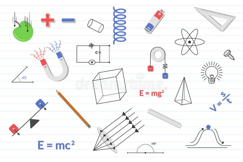 Physics Education Science with Various Objects and Paper Line ...