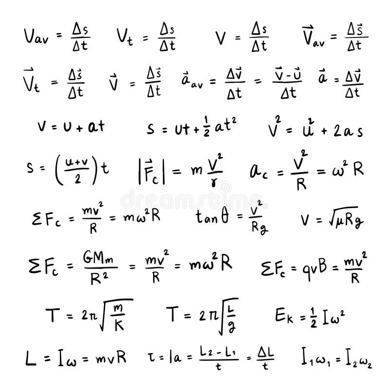 Handwritten Physics Formula Hand Drawn Set Stock Vector - Illustration ...