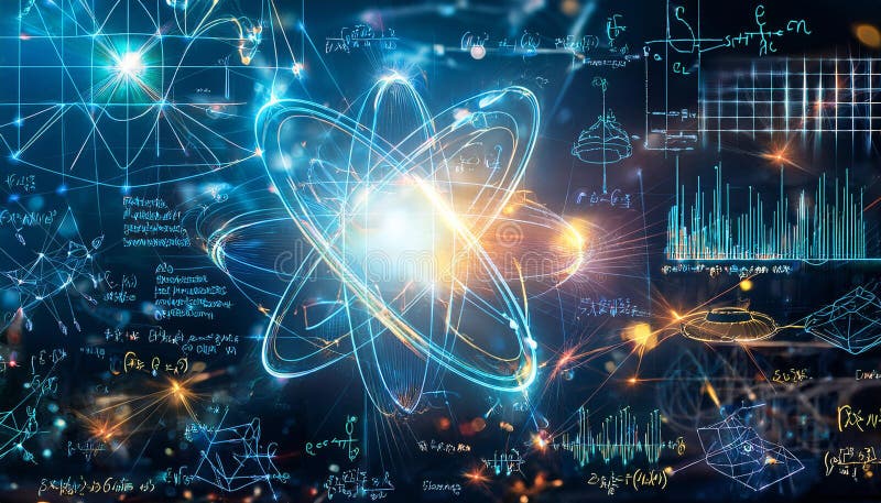 Physics Formulas and Plasma Energy with Sparks and Molecules Stock ...