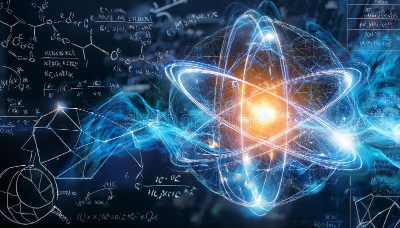 Physics Formulas and Plasma Energy with Sparks and Molecules Stock ...
