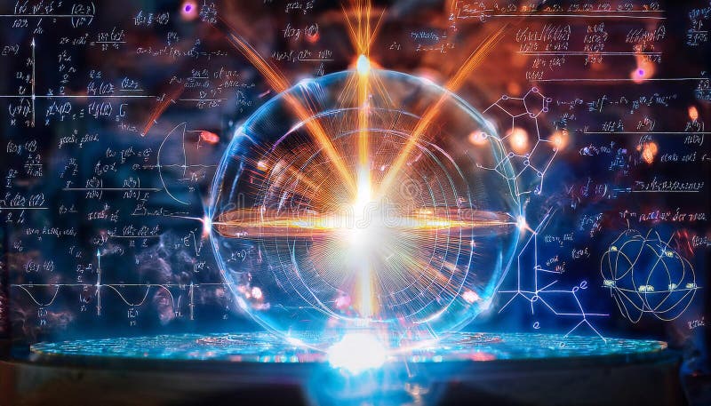 Physics Formulas and Plasma Energy with Sparks and Molecules Stock ...