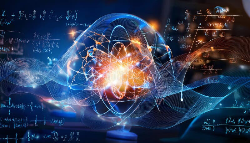 Physics Formulas and Plasma Energy with Sparks and Molecules Stock ...