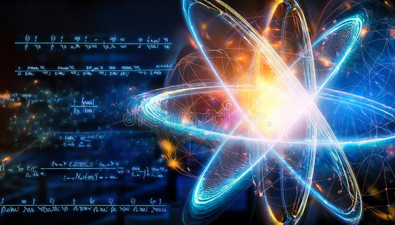 Physics Formulas and Plasma Energy with Sparks and Molecules Stock ...