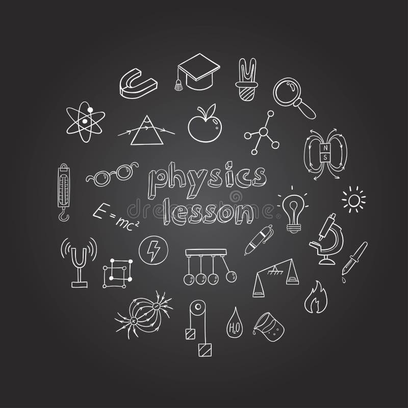 Physics Hand Drawn Icons Collection Stock Vector - Illustration of ...