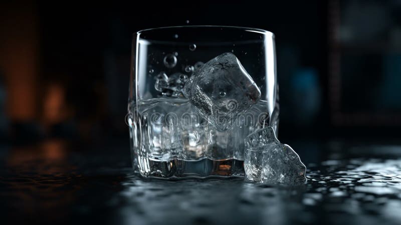 Physics. Ice Cube Floating in a Glass of Water Stock Illustration ...