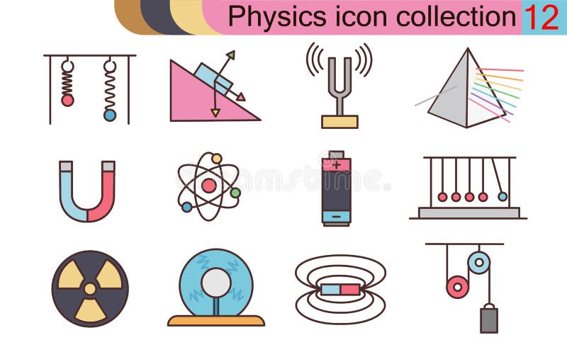 Physics Icon Collection Flat Style Vector Illustration. Stock Vector ...