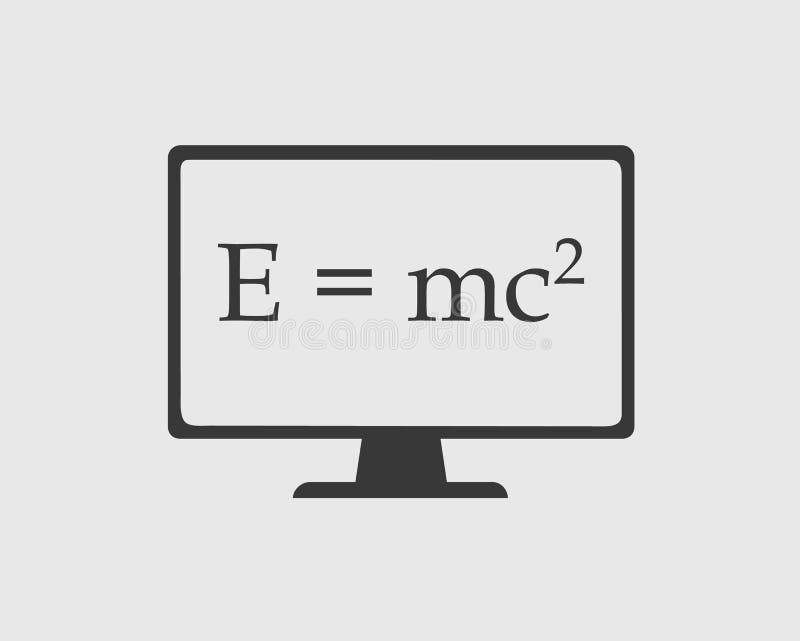 Physics Icon. E=mc Square Equation on Computer Screen Stock Vector ...