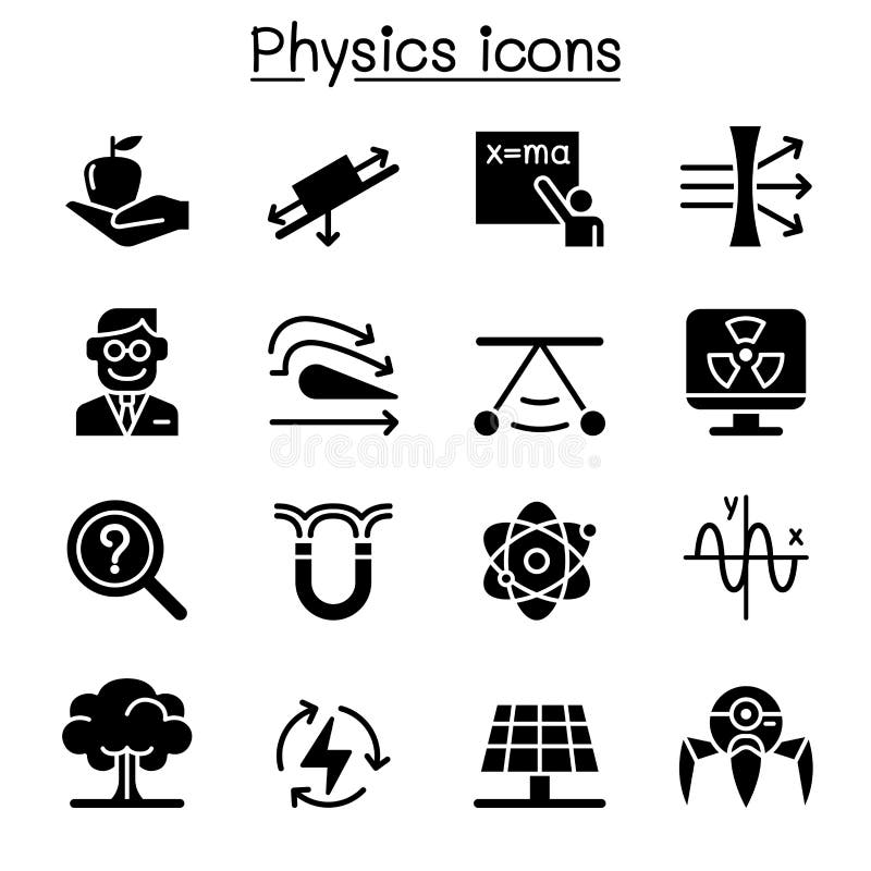 Physics icon set stock vector. Illustration of innovation - 120113513
