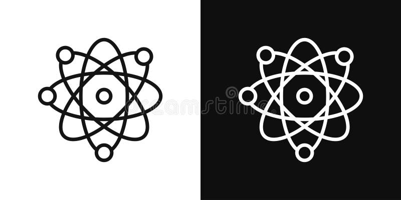 Physics Icon Set. Scientific Atom Nucleus Vector Symbol. Proton ...