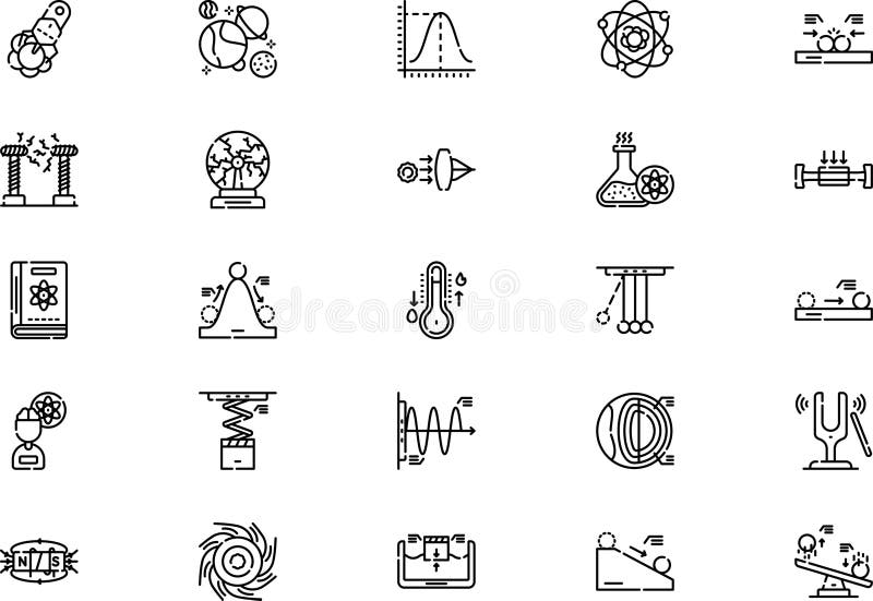 Physics Icons Collection is a Vector Illustration with Editable Stroke ...