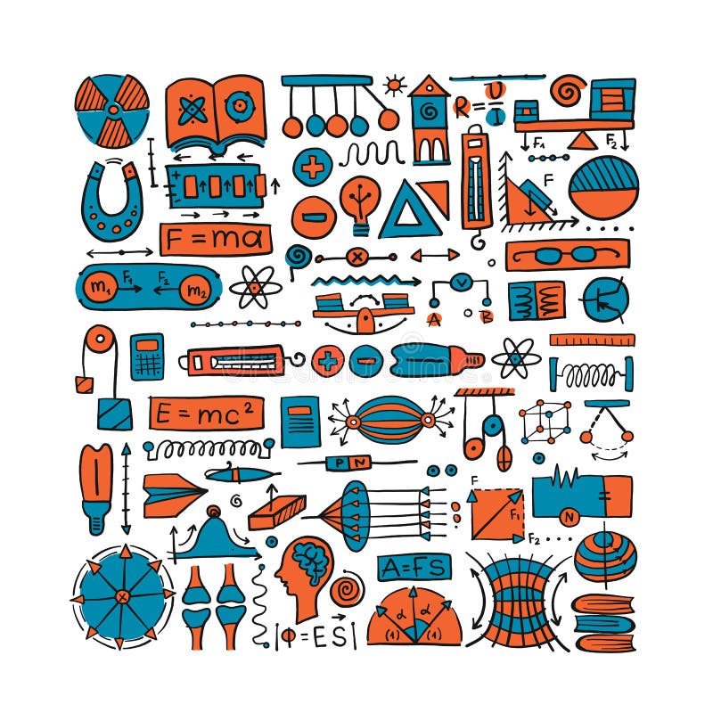 Physics Icons, Sign and Symbols. Art Background for Your Design Stock ...