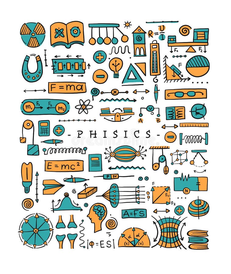 Physics Icons, Sign and Symbols. Seamless Pattern Background for Your ...
