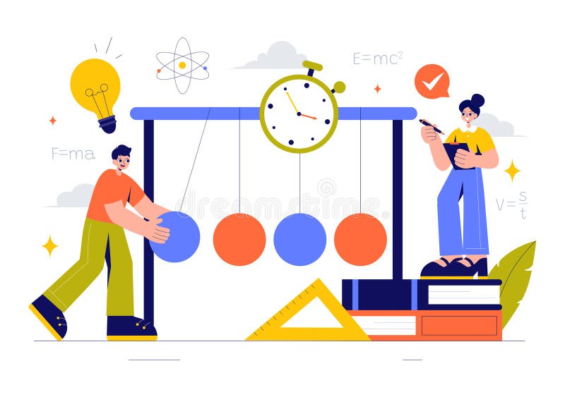 Physics Learning Vector Illustration Featuring Students Exploring ...