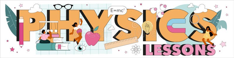 Physics Lesson Typographic Header. Students Explore Electricity ...
