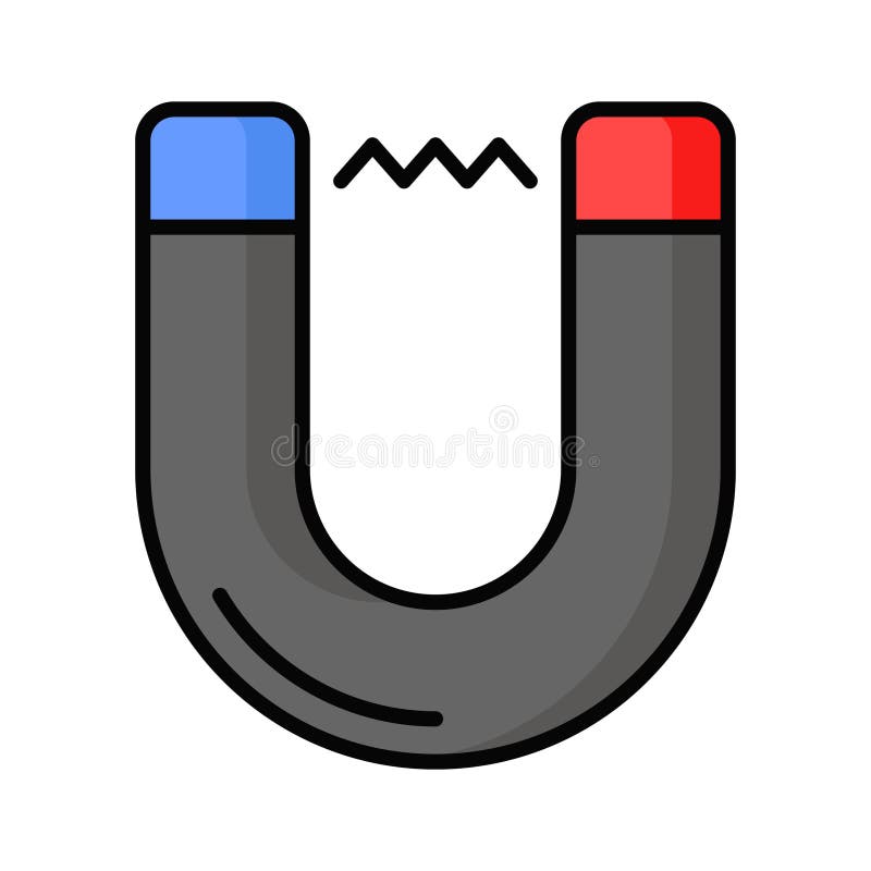 Physics Magnet Icon in Flat Style, Scalable Vector of Attraction Stock ...