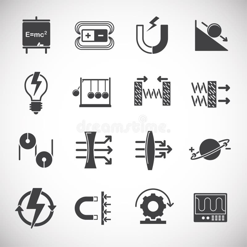 Physics Related Icons Set on Background for Graphic and Web Design ...