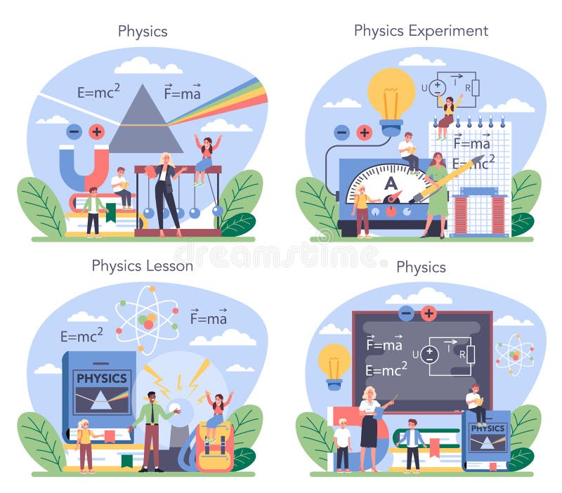 Physics School Subject Typographic Header Concept. Scientist Explore ...