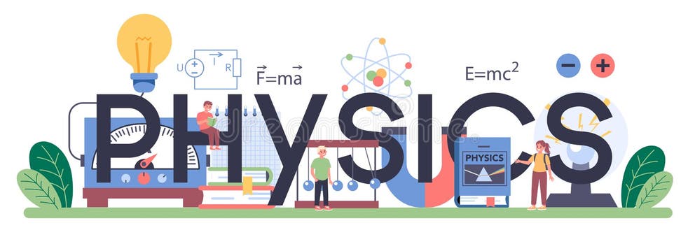 Physics School Subject Typographic Header. Scientist Explore ...